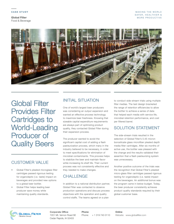 Beer Filtration - Global Filter